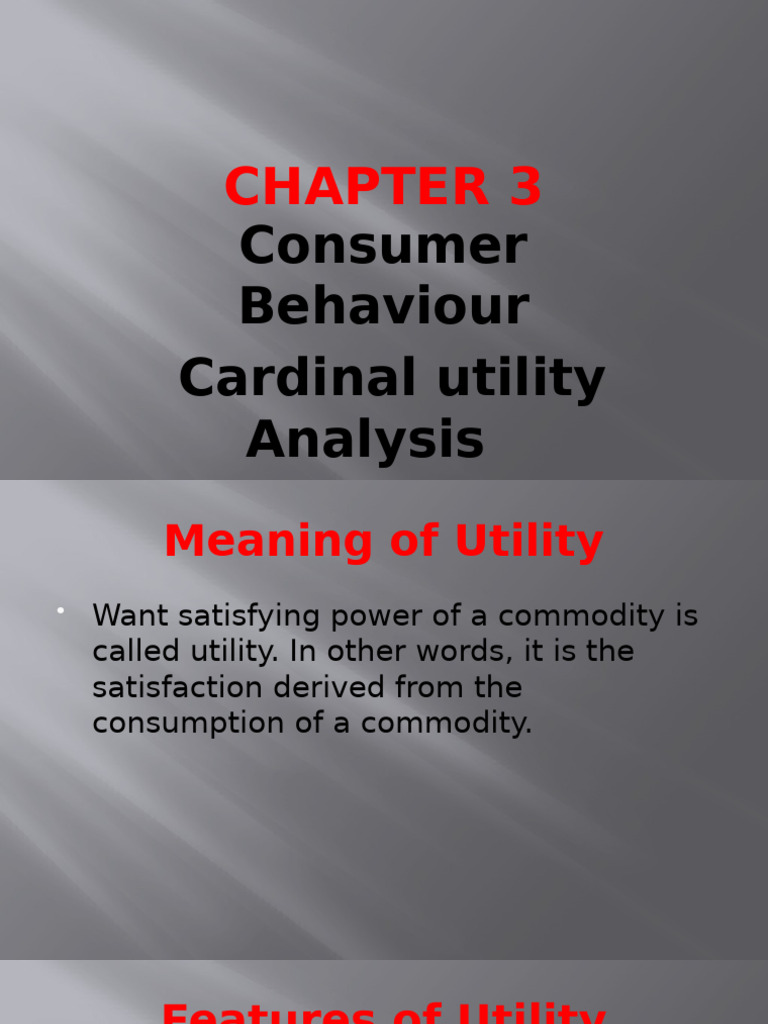 Consumer Behaviour Part 1 | PDF | Utility | Marginal Utility