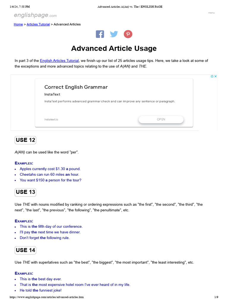 A,An, The Advance | PDF | English Language | Noun
