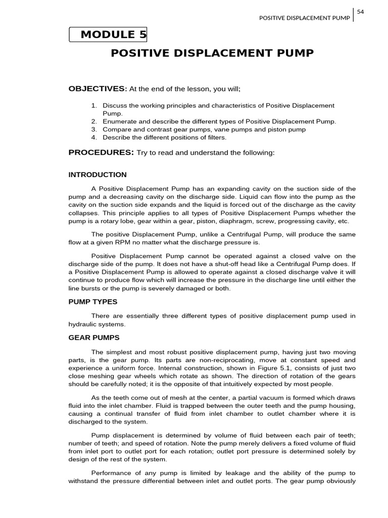 MODULE 5 - Positive Displacement Pump | PDF | Pump | Valve