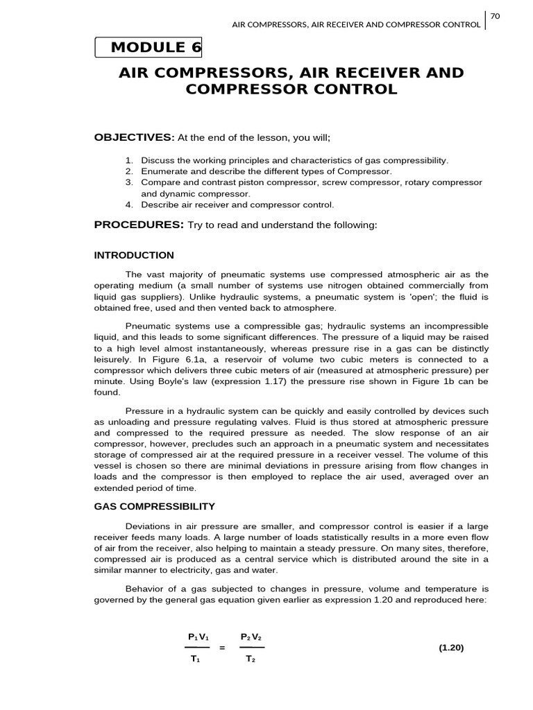 MODULE 6 - Air Compressors, Air Treatment and Pressure Regulation | PDF ...