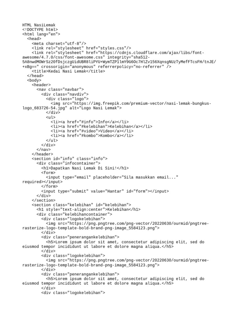 HTML NasiLemak | PDF | Web Development | Hypertext