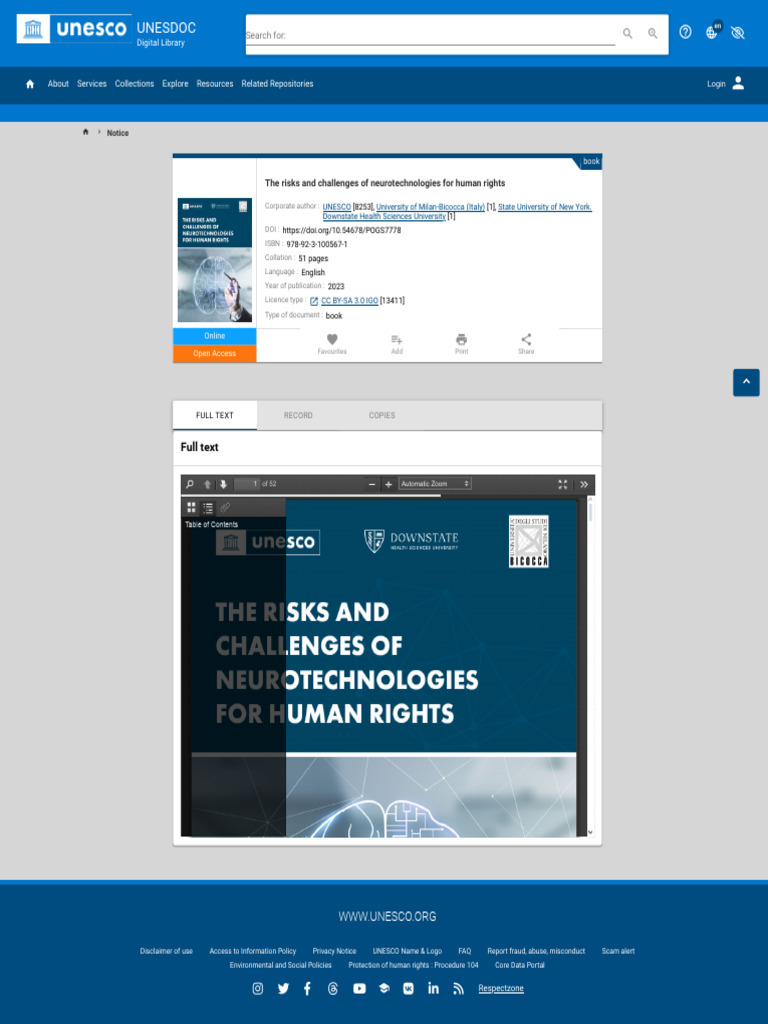 The Risks and Challenges of Neurotechnologies For Human Rights - UNESCO ...