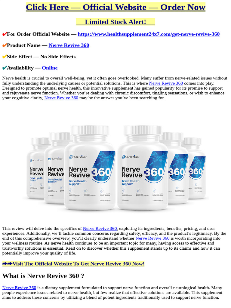Nerve Revive 360 (Clinically Tested) - Formulated With Pure Ingredients ...