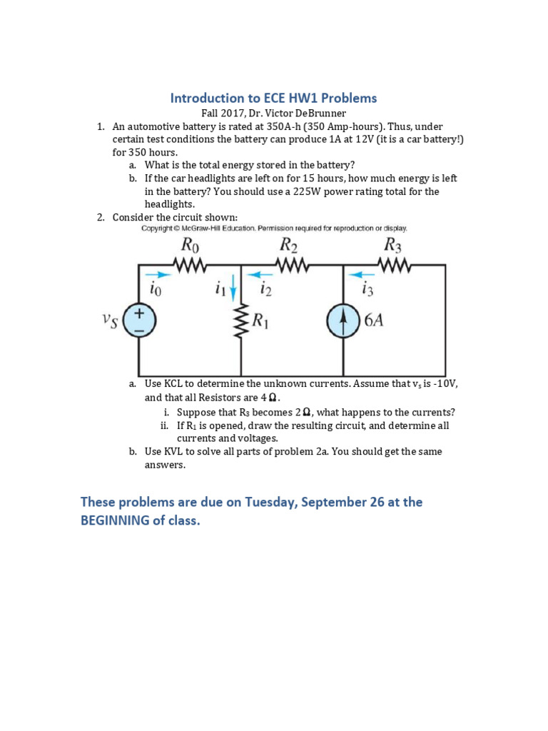 Introduction To ECE HW1 Problems | PDF