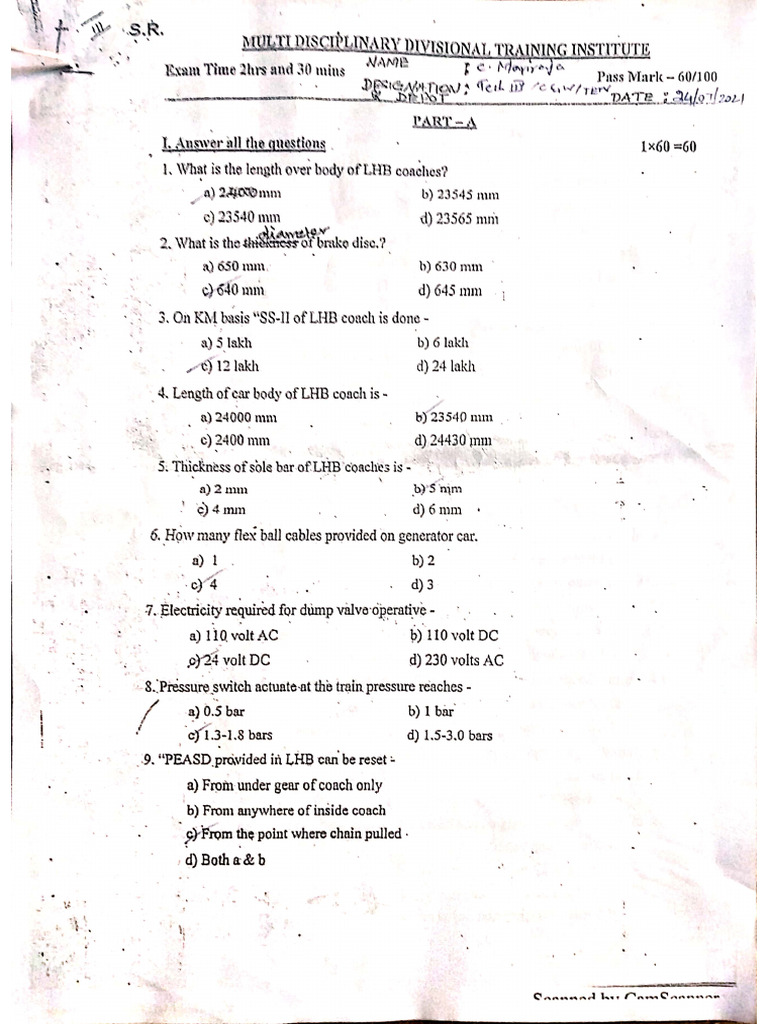 BTC Model Exam 24.7.21 | PDF