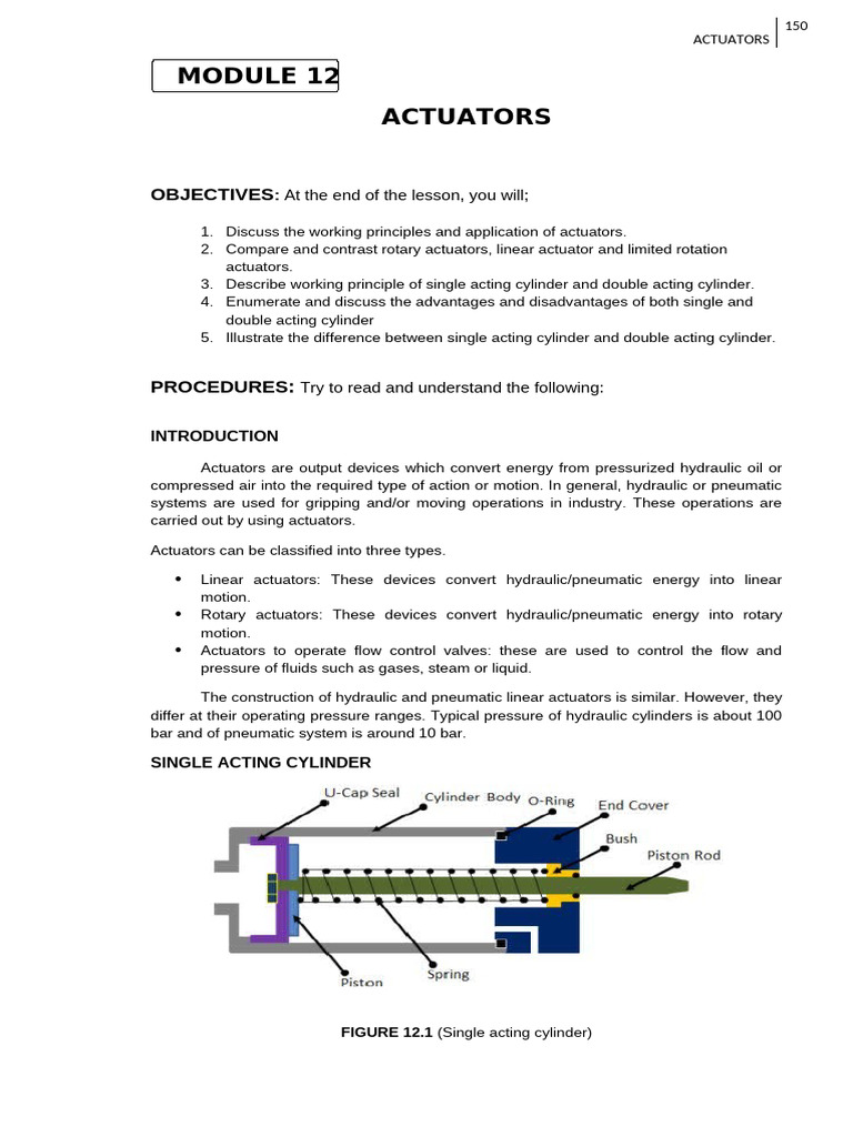 MODULE 12 - Actuators | PDF | Actuator | Piston
