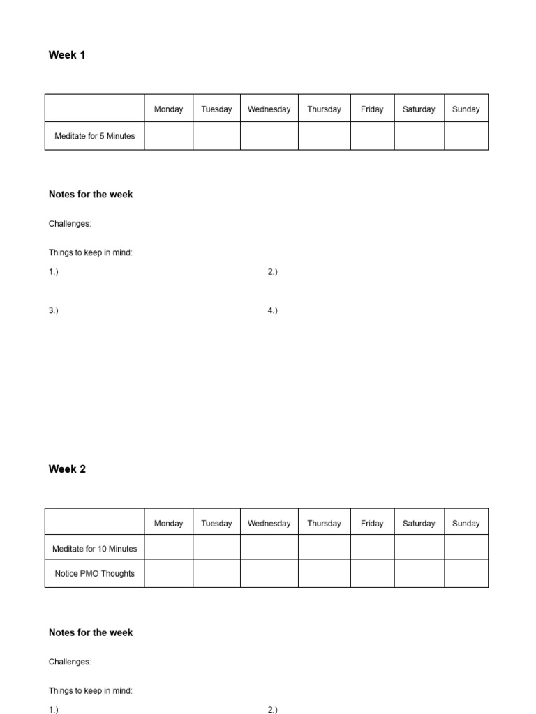 8 week worksheet | PDF