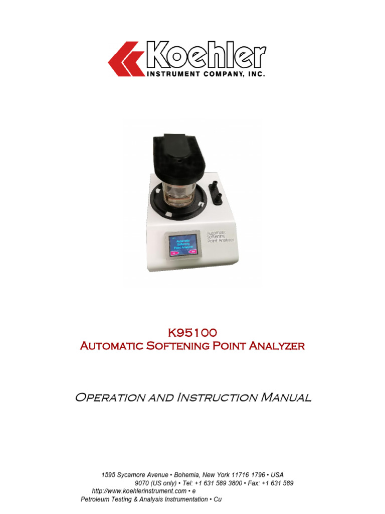 K95100 - Auto Softening Point Analyzer - Operation Manual REV A | PDF ...