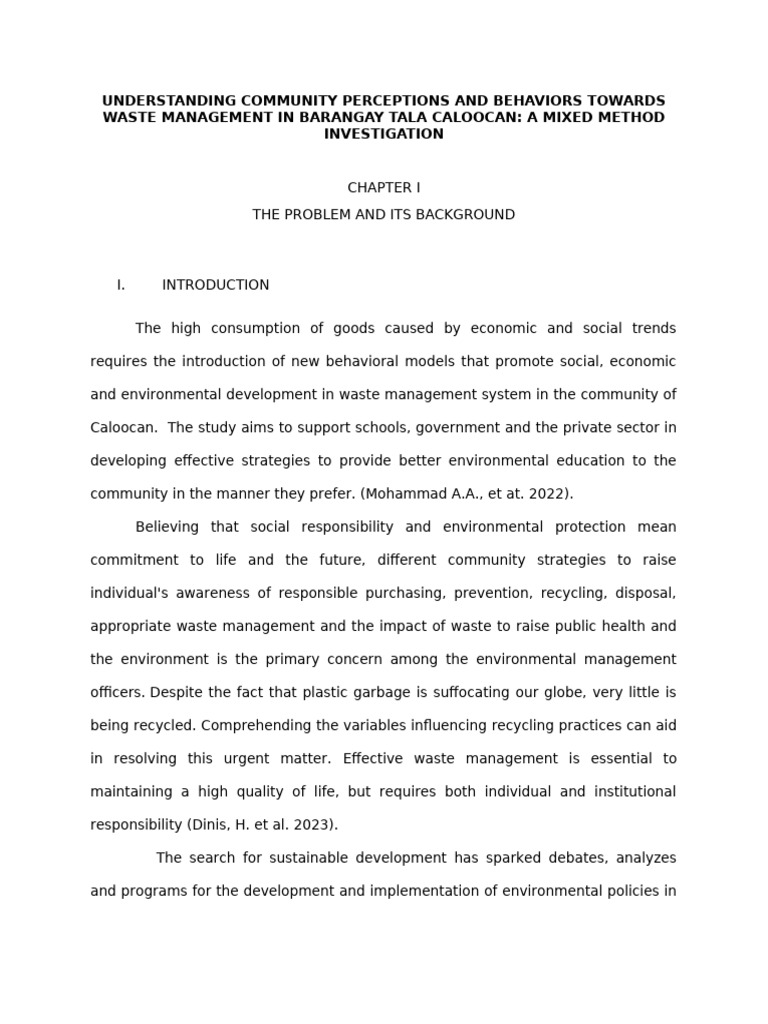 Understanding Community Perceptions and Behaviors Towards Waste ...