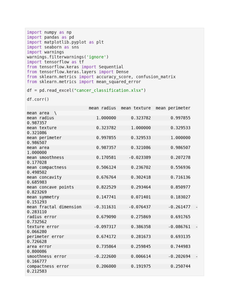 Cancer Classification | PDF | Area | Mean Squared Error