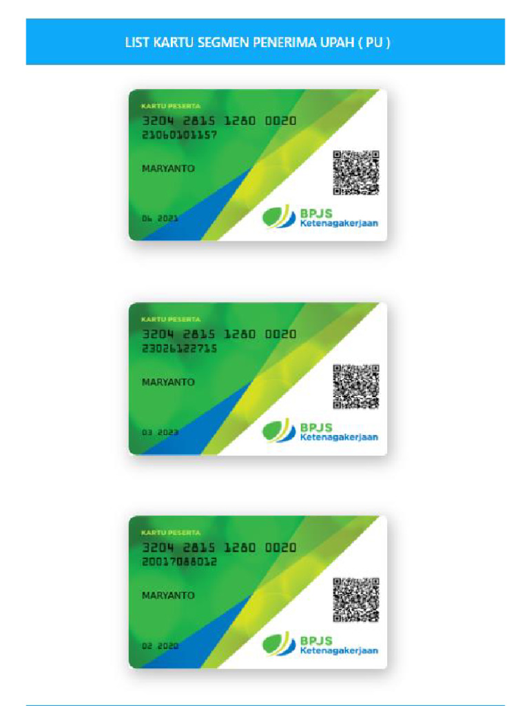 Kartu BPJSTK Maryanto | PDF