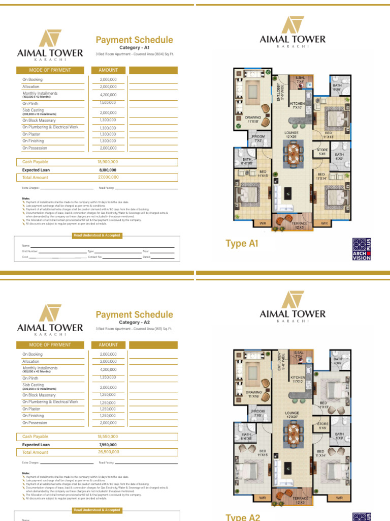 Aimal Tower Payment Schedule - Compressed | PDF