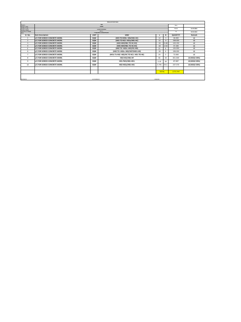 Measurement Bill Format | PDF