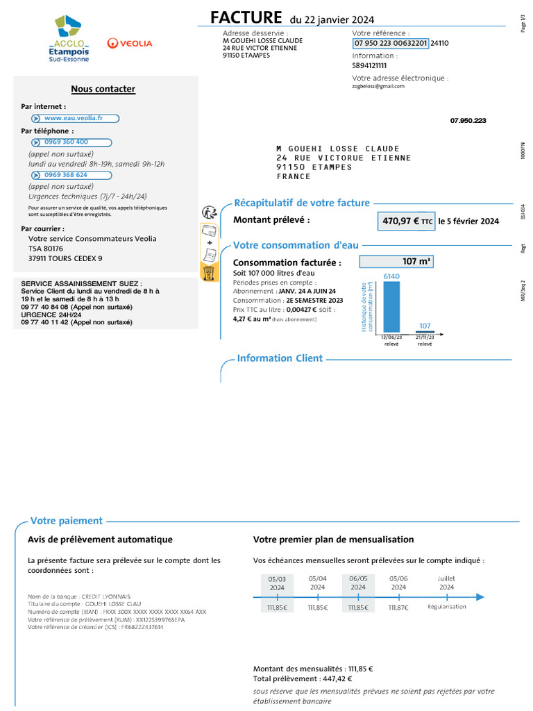 Facture Veolia | PDF