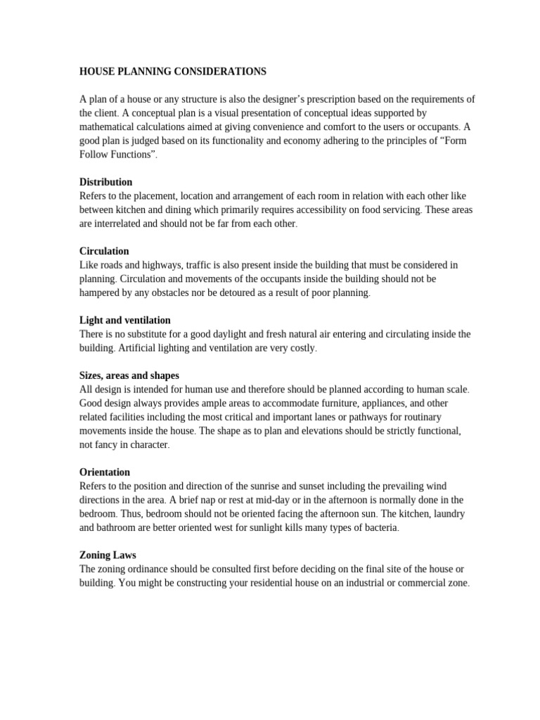 HOUSE-PLANNING-CONSIDERATIONS | PDF | Room | Kitchen