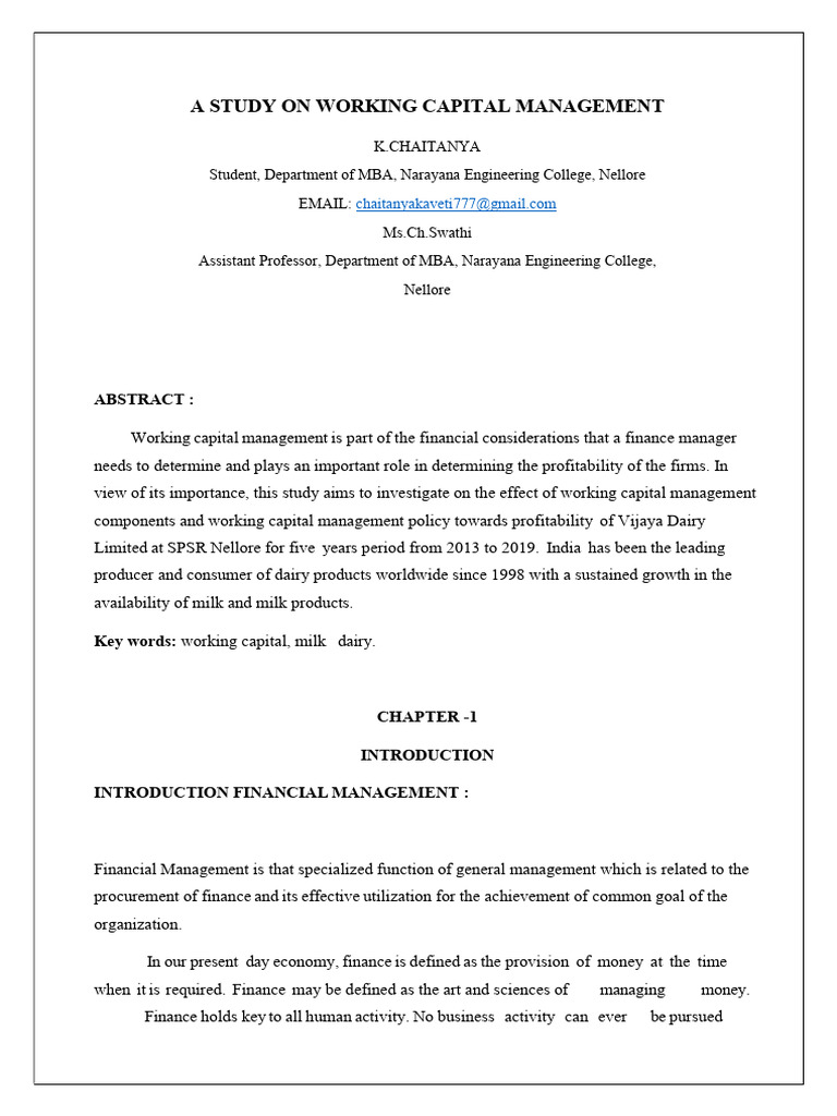 Chay Artical | PDF | Working Capital | Capital (Economics)