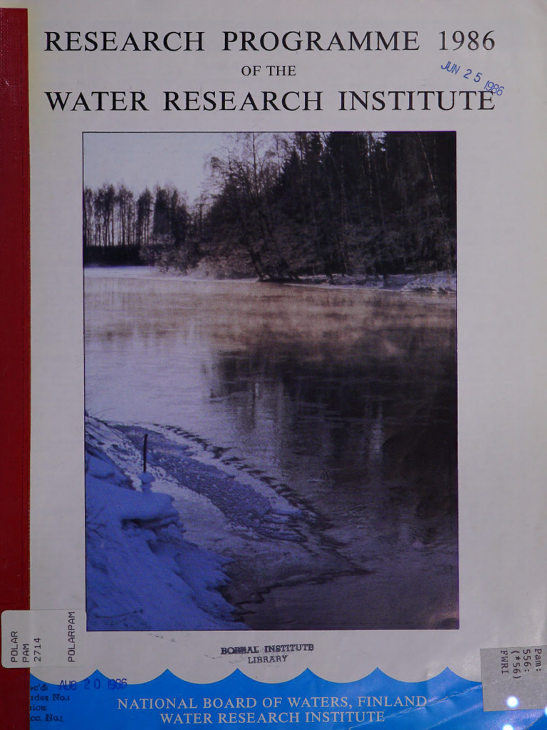 RESEARCH PROGRAMME 1986 OF THE WATER RESEARCH INSTITUTE | PDF | Sewage ...
