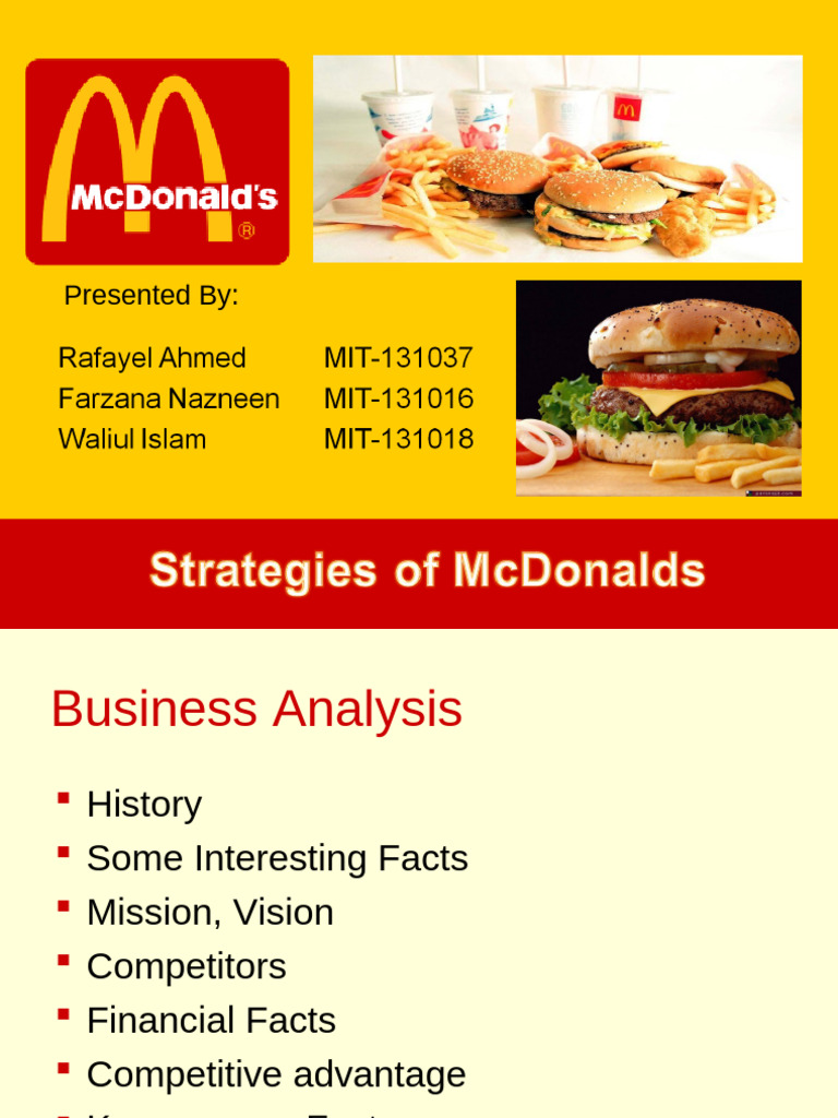 McDonald's Business Analysis Overview | PDF | Mc Donald's | Swot Analysis