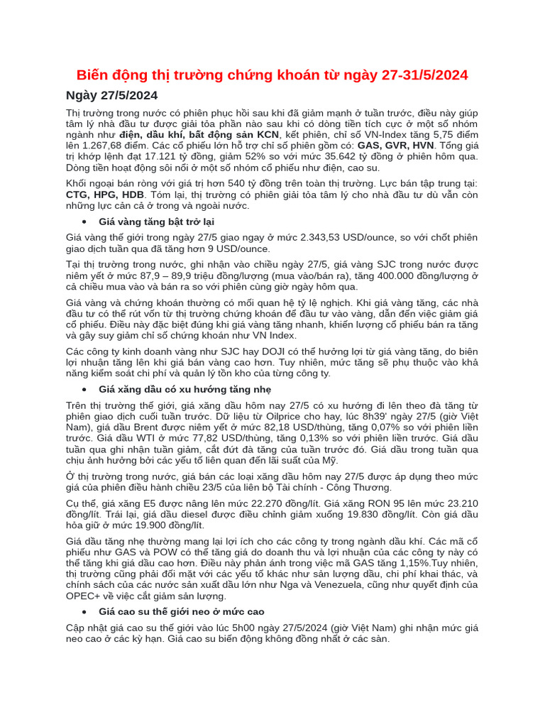 Biến động TTCK | PDF