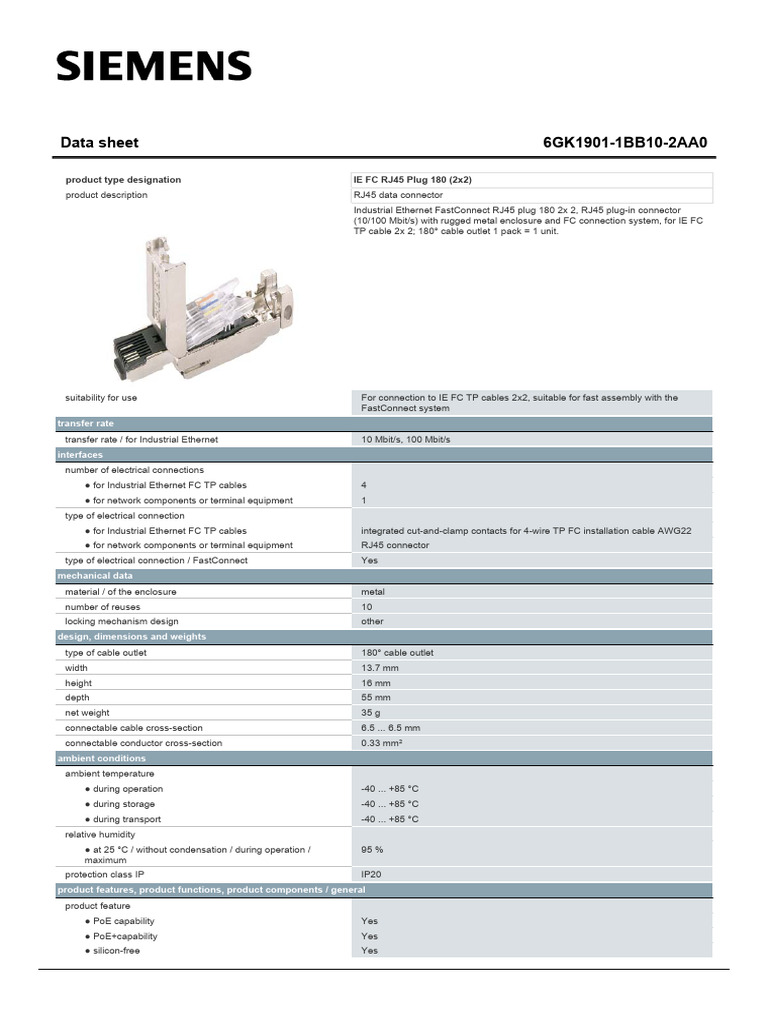 6GK19011BB102AA0 Datasheet en | PDF | Electrical Connector | Computing