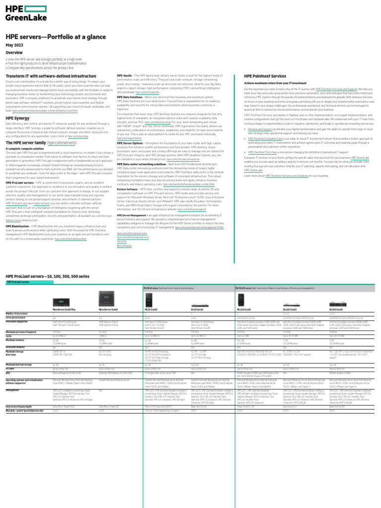 HPE Servers - Portfolio at A Glance-A00120421enw | PDF | Cloud ...