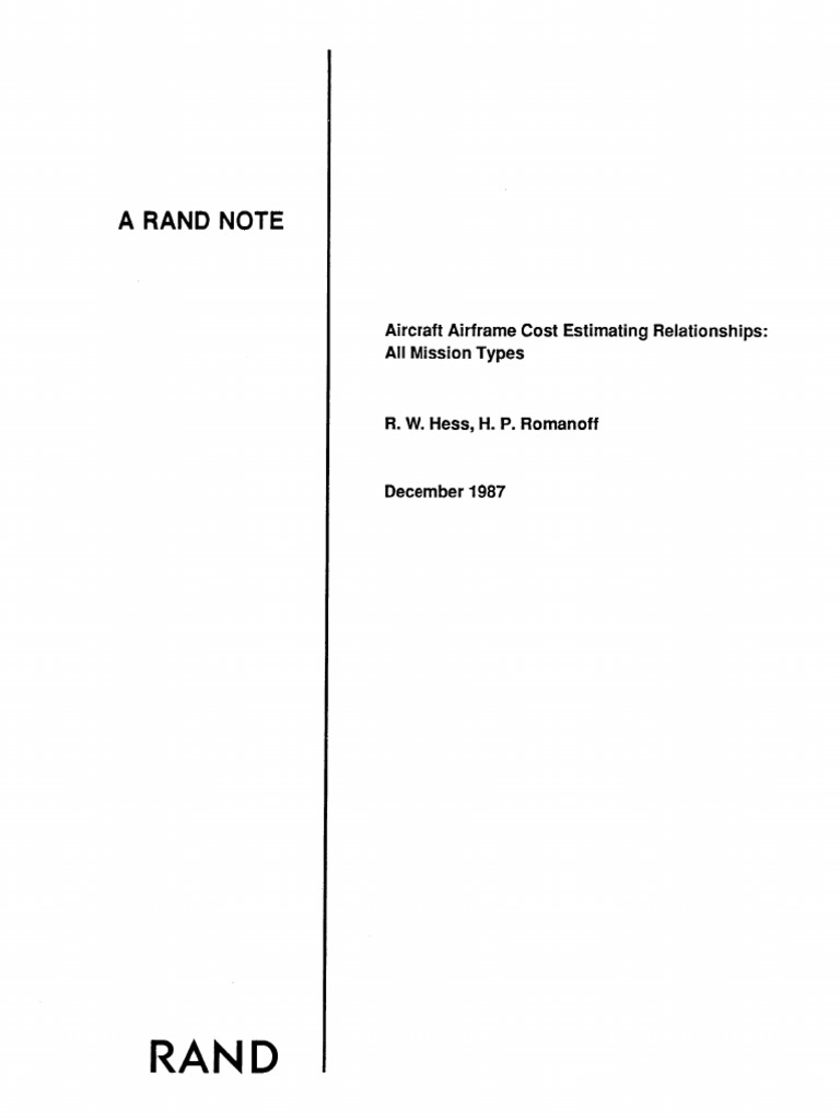 1987 - Hess - Aircraft Airframe Cost Estimating Relationships - All ...
