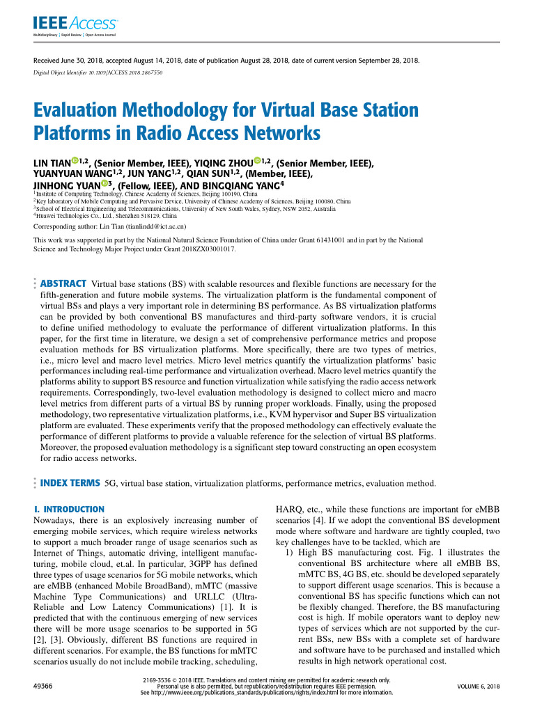 Evaluation Methodology For Virtual Base Station Platforms in Radio Access Networks | PDF ...
