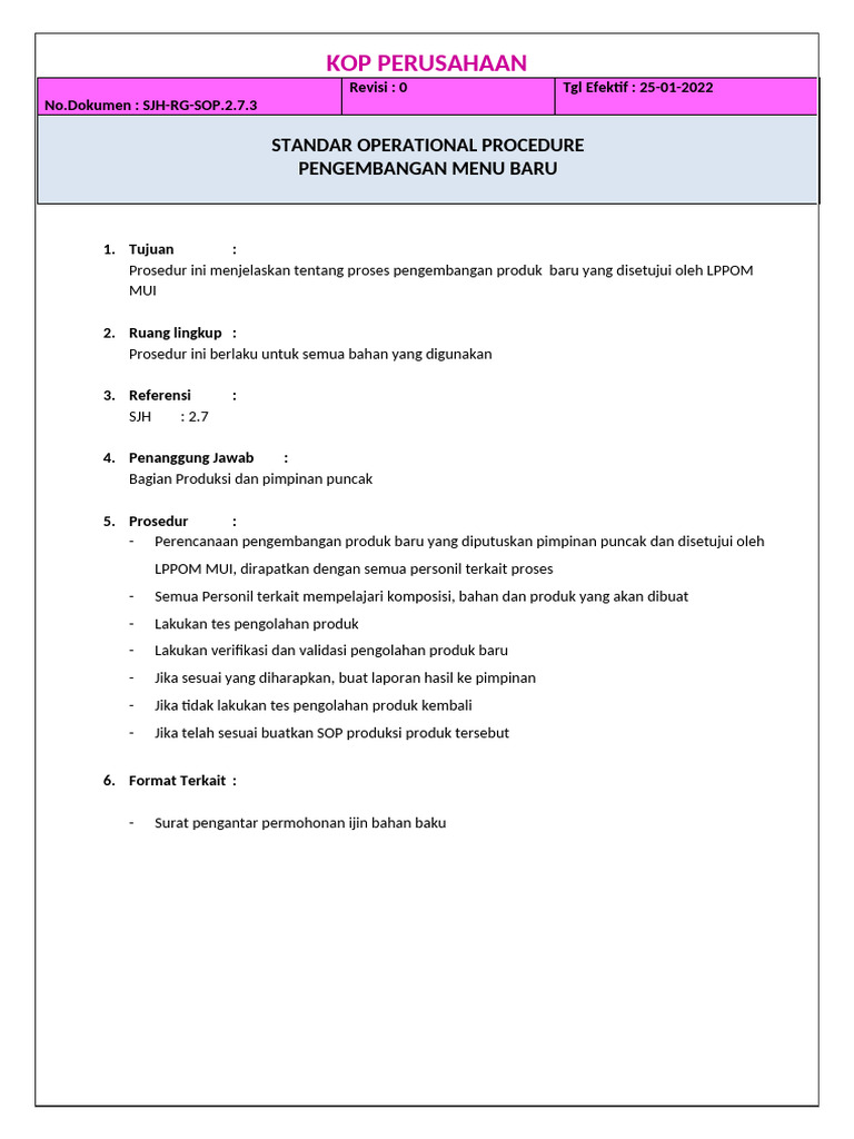7 SOP Pengembangan Produk Baru | PDF