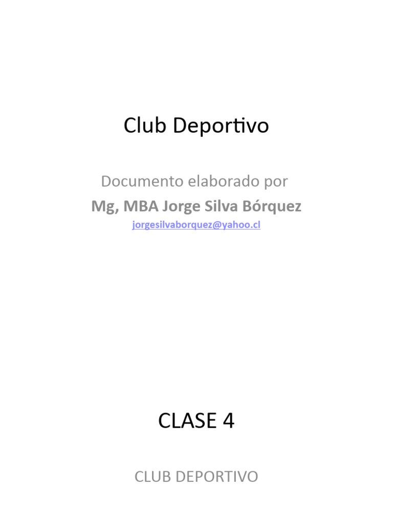 Club Deportivo - Clase 4 | PDF | Gestión de recursos humanos | Business