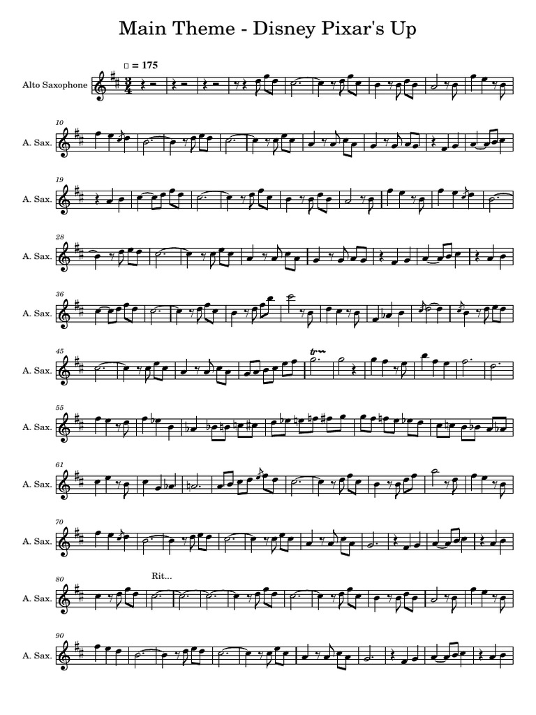 Alto Sax Sheet Music: Up Theme | PDF | Saxophone | Woodwind Instruments