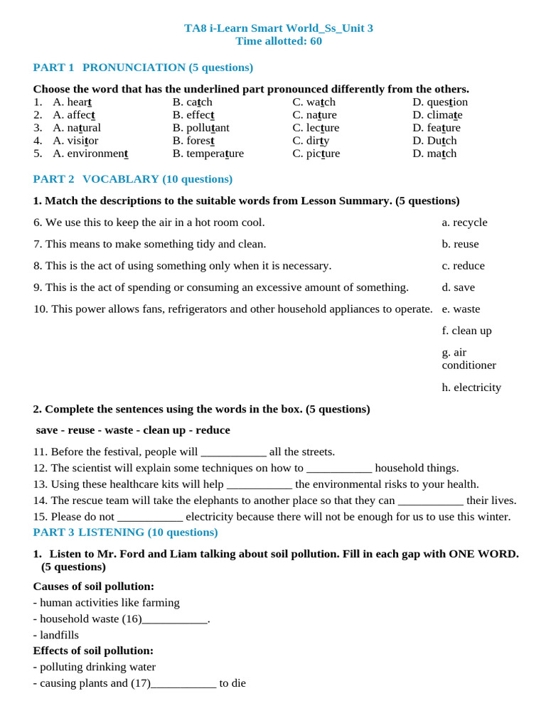 TA8 I-Unit 3 | PDF | Municipal Solid Waste | Waste