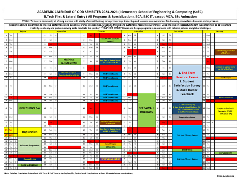 AcademicCalander AY2023 2024 20230718 SoEC 1st Sem Except BScAni MCA ...