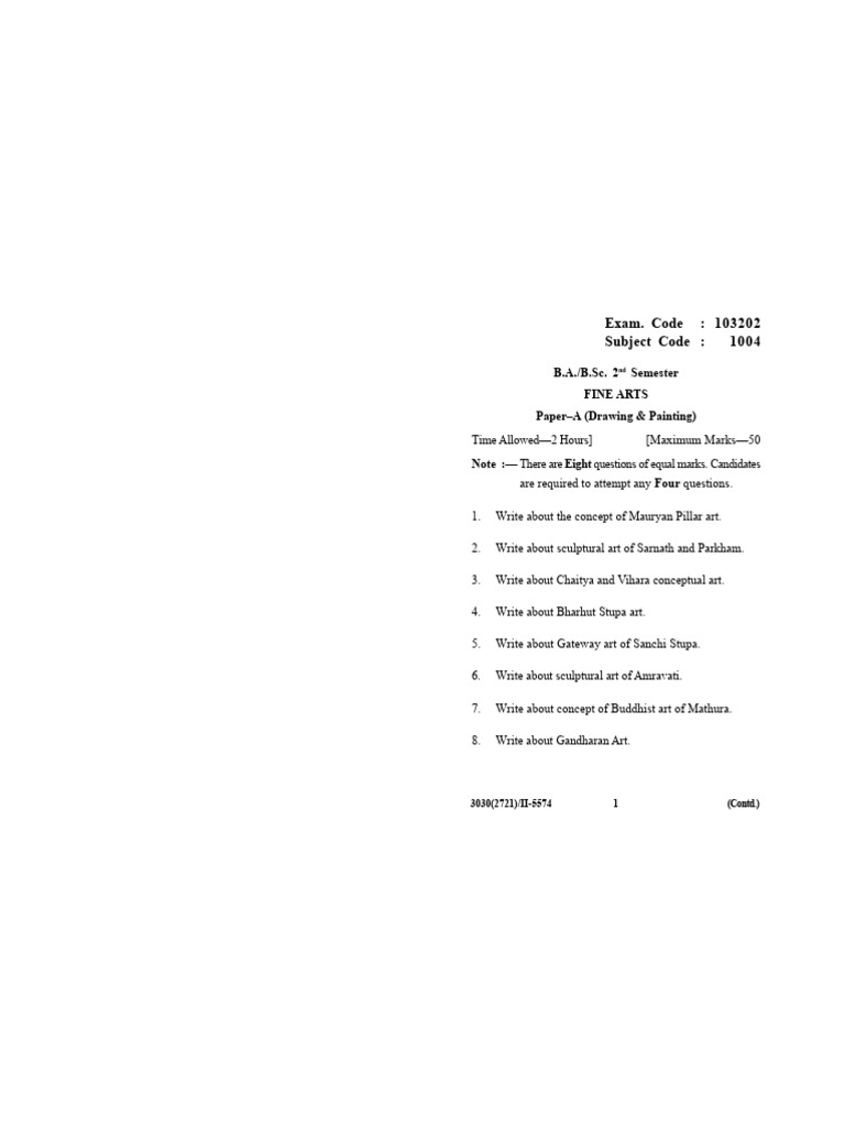 Fine Arts Ba - BSC 2nd Sem 2021 | PDF