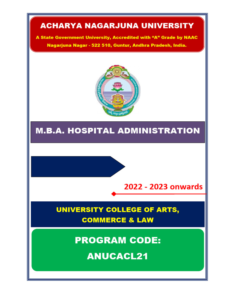 ANUCACL21-MBA Hospital Administration Syllabus | PDF | Health Care ...