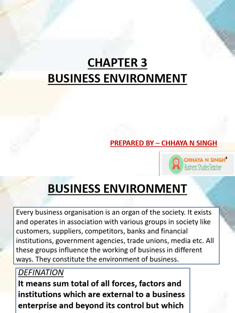 Chapter 3 - Business Environment | PDF | Legal Tender | Money
