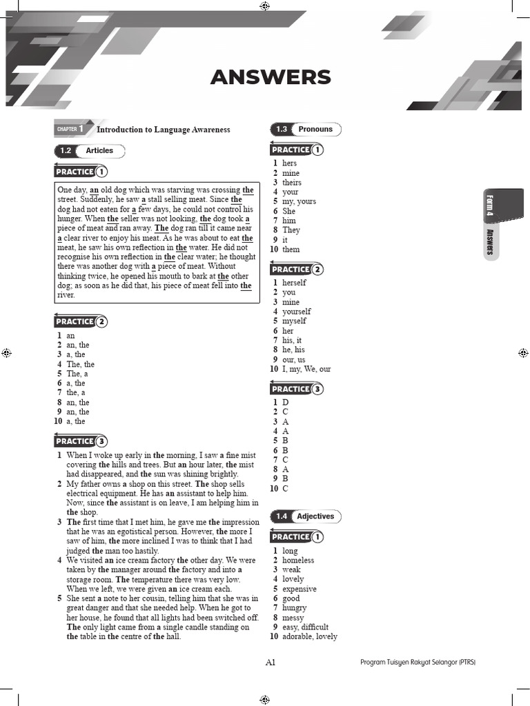 PTRS 2024 Bhs Inggeris F4 Answers | PDF | Adolescence | Classroom