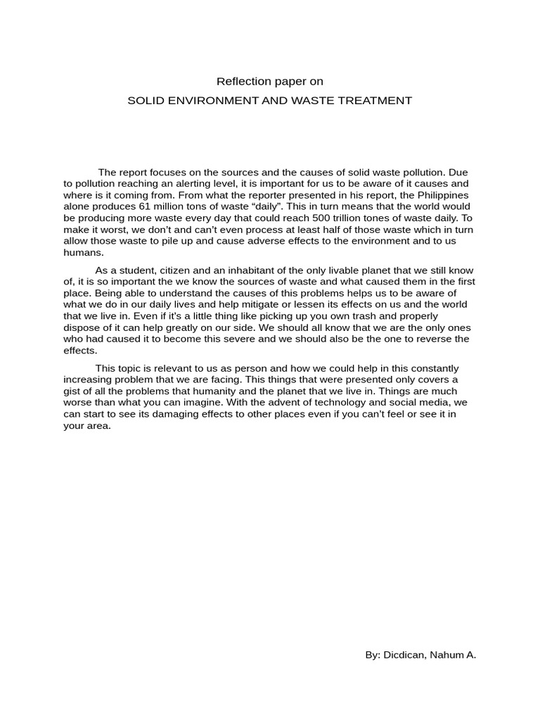 REFLECTION PAPERS | PDF | Radiation | Waste