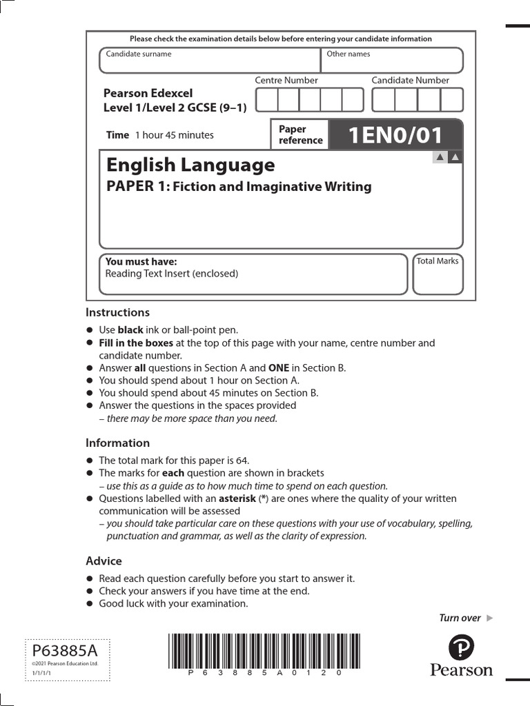 Edexcel GCSE Nov 2021 English Language Past Paper 1 | PDF | Writing | Human Communication