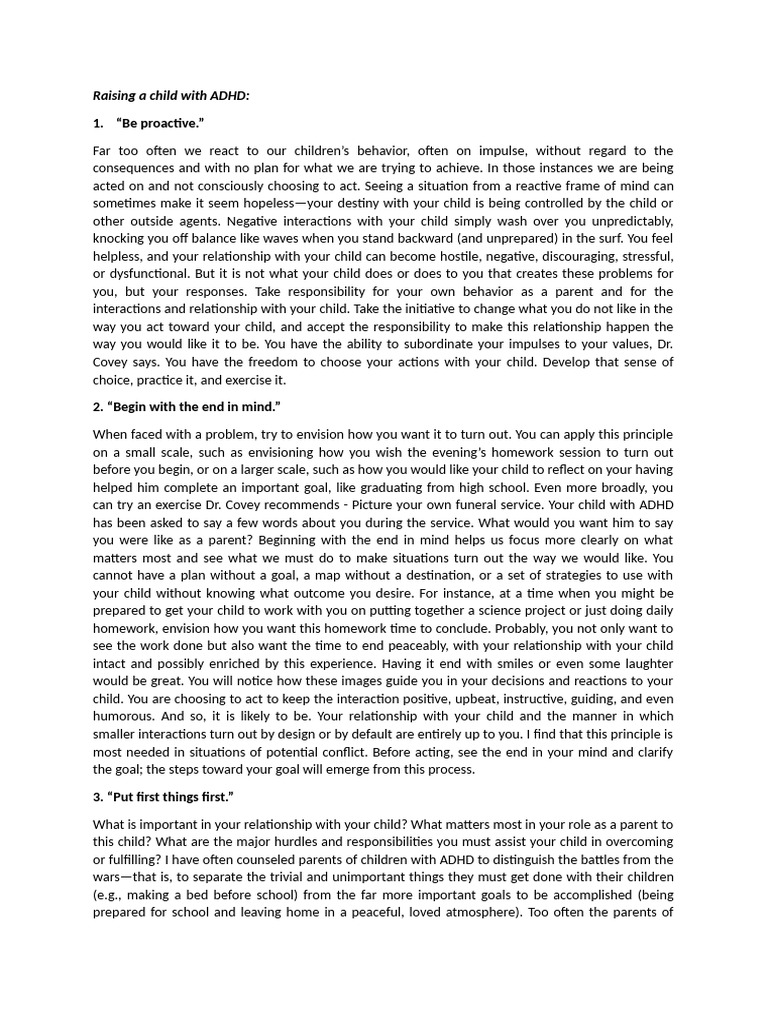 Parenting Adhd Pdf Impulsivity Goal