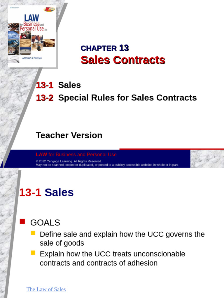 Law Chapter 13 Power Point Teacher Version | PDF | Goods | Offer And ...