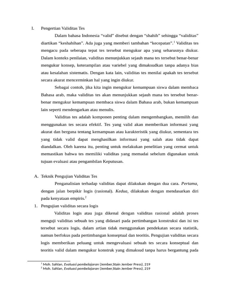Pengujian Validitas Dan Reliabilitas Tes (Ghiffar) | PDF