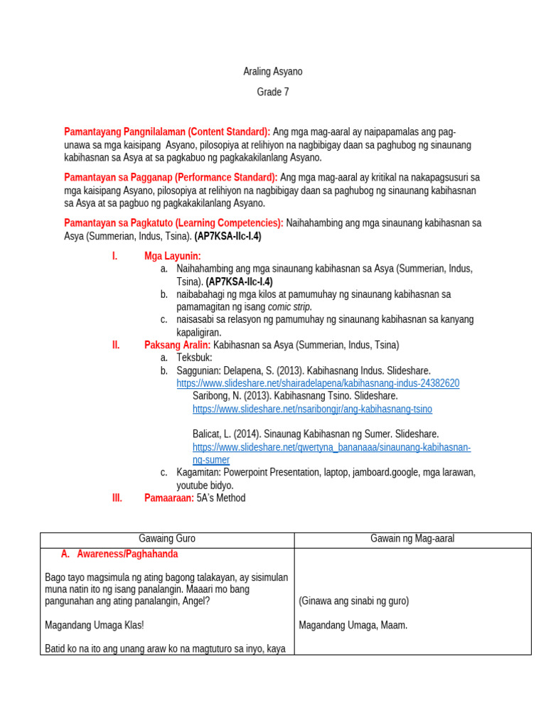 Grade 7 Lesson Plan | PDF