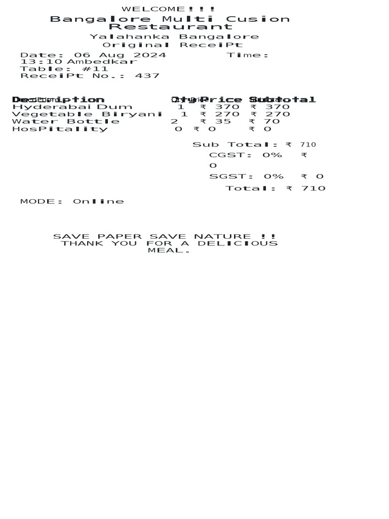Restaurant Bill Template 1 | PDF Restaurant Bill Template 1 | PDF