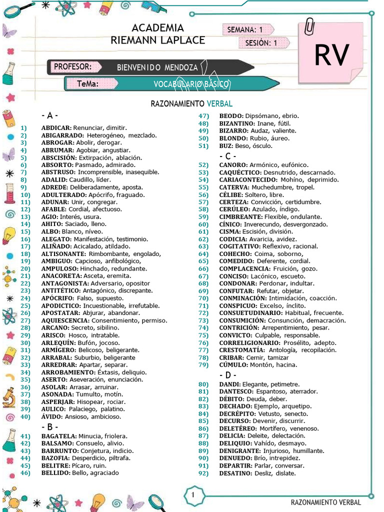 Vocabulario Básico Pdf