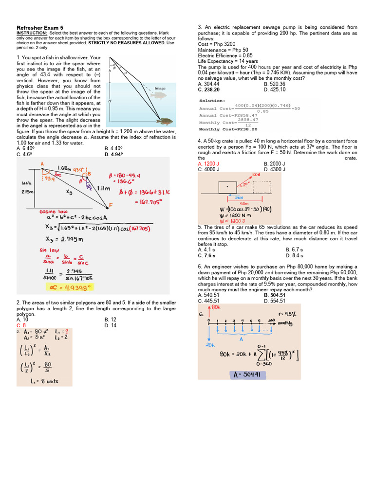 Refresher Exam 5 Solution FTV | PDF | Strength Of Materials | Concrete