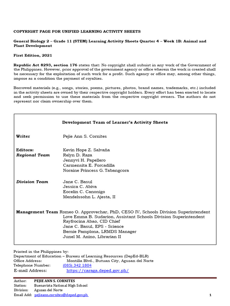 GB2 - Q4 - Week-1b For Students | PDF | Embryo | Seed