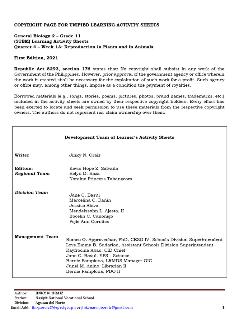 GB2 Q4 Week-1a For Students | PDF | Reproduction | Sexual Reproduction