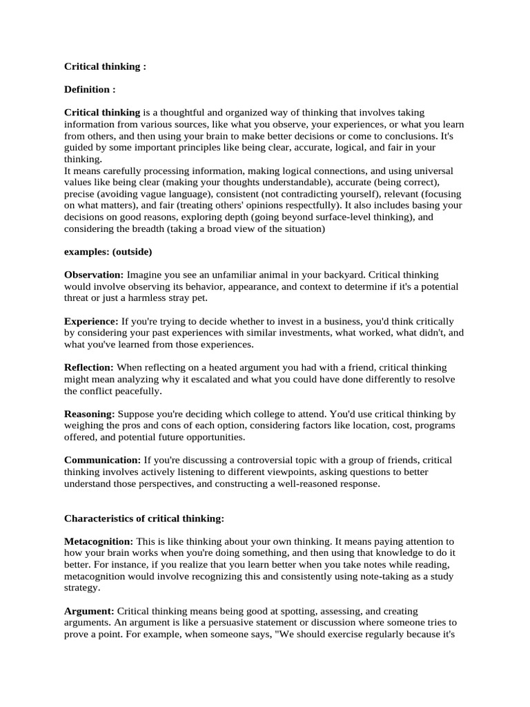 Critical thinking | PDF | Critical Thinking | Reason Critical thinking | PDF | Critical Thinking | Reason