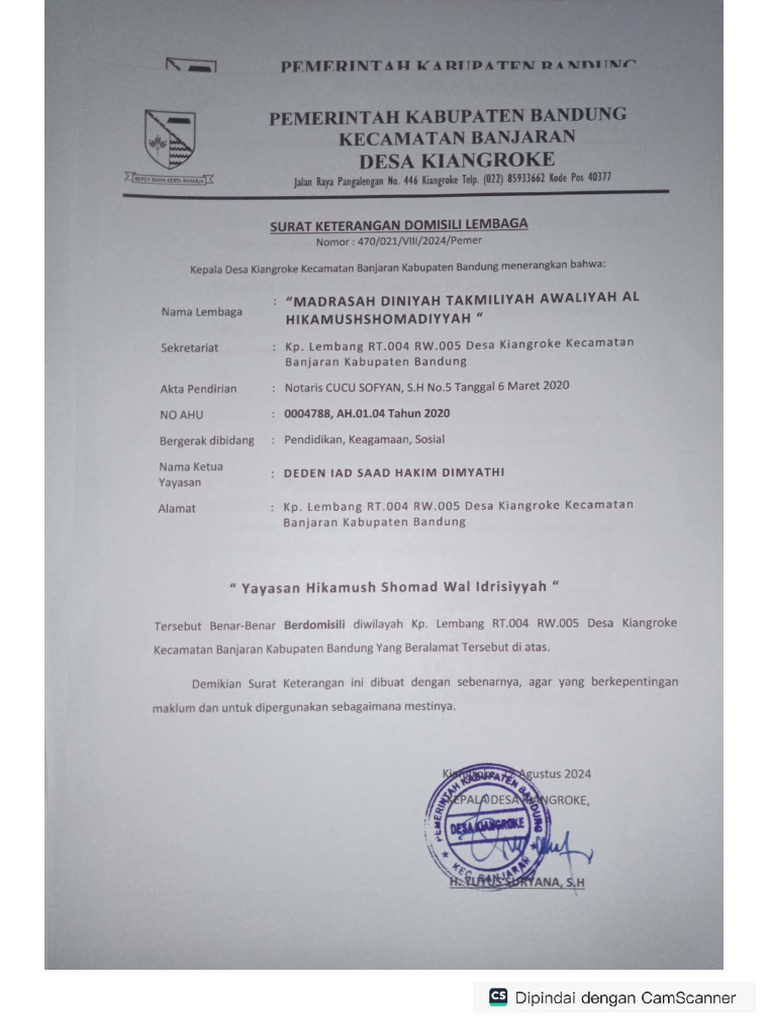 Surat Domisili DTA | PDF