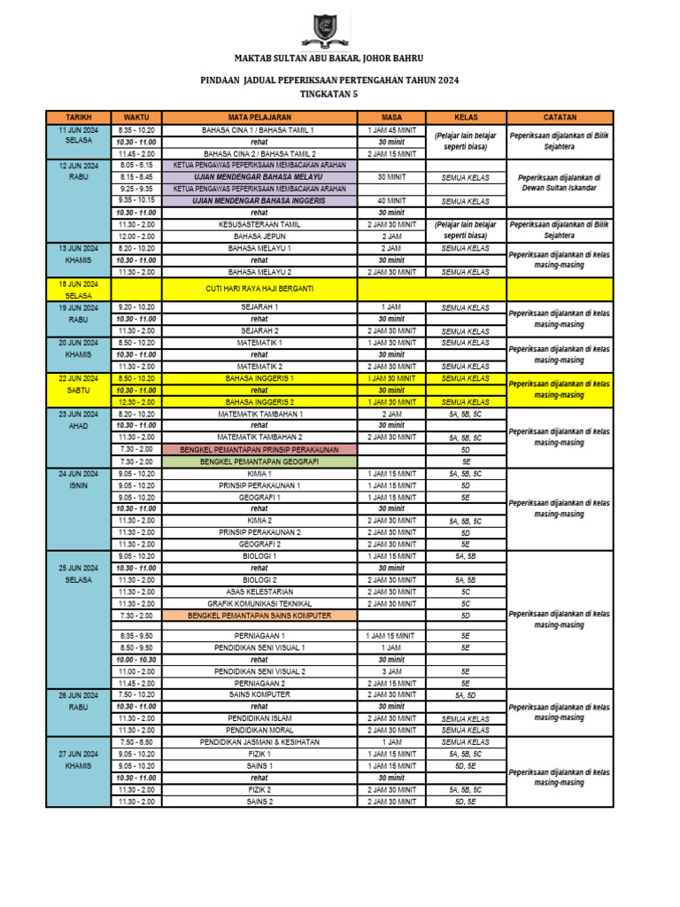 2024 T5 Pinda Final Jadual PPT Warna 2 MS | PDF